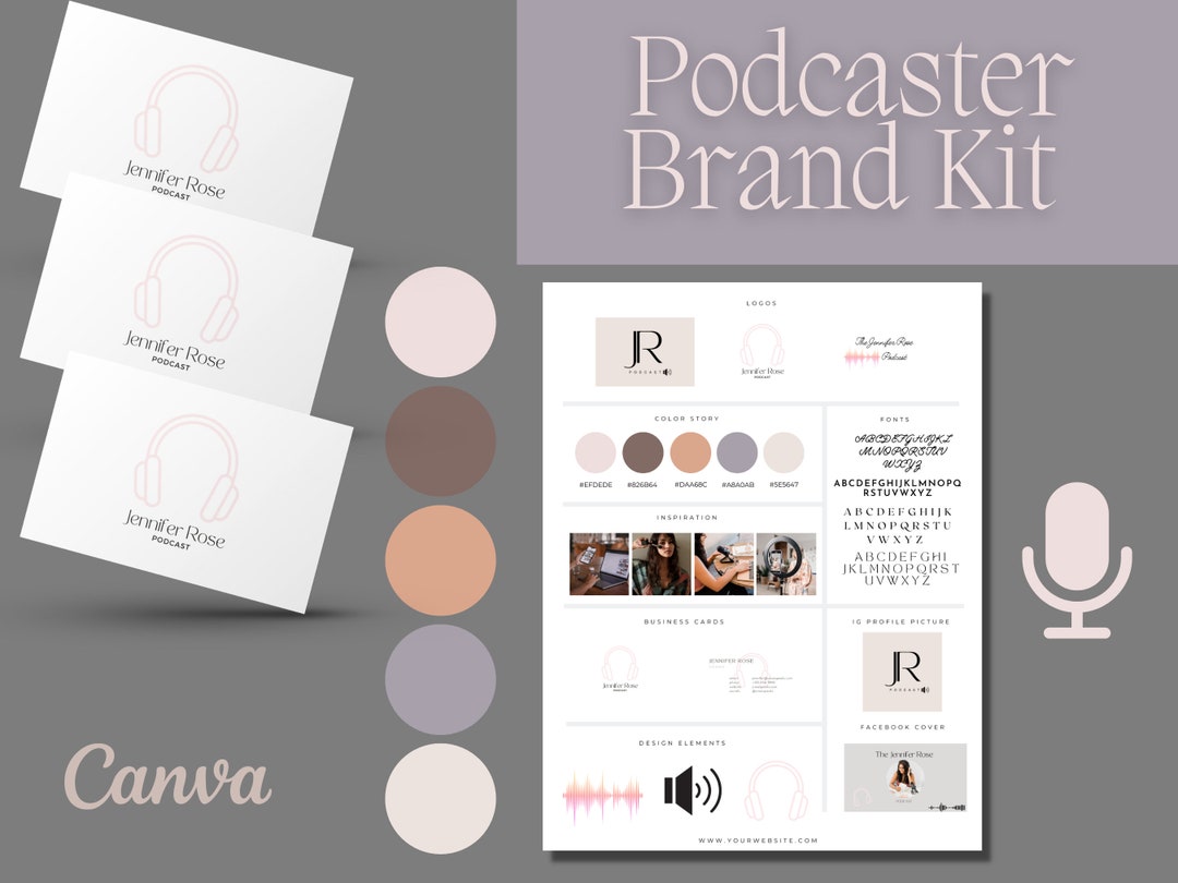Podcaster Brand Kit Template | Canva Brand Kit Template | Mini Brand ...