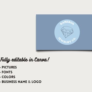 Printable Business Card Template, Blue Business Card Template, Instant ...