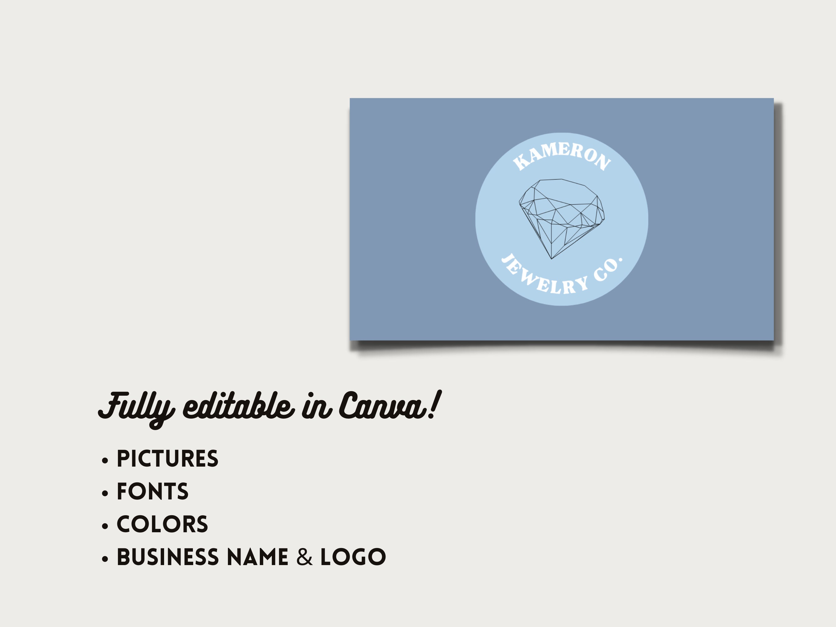 Printable Business Card Template, Blue Business Card Template, Instant ...