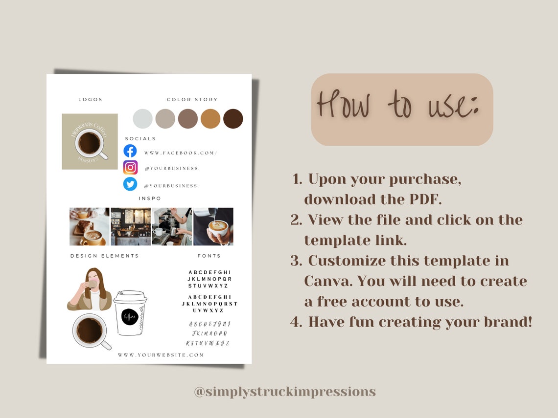 Coffee Brand Moodboard Template; Coffee Business Brand Kit; Small ...