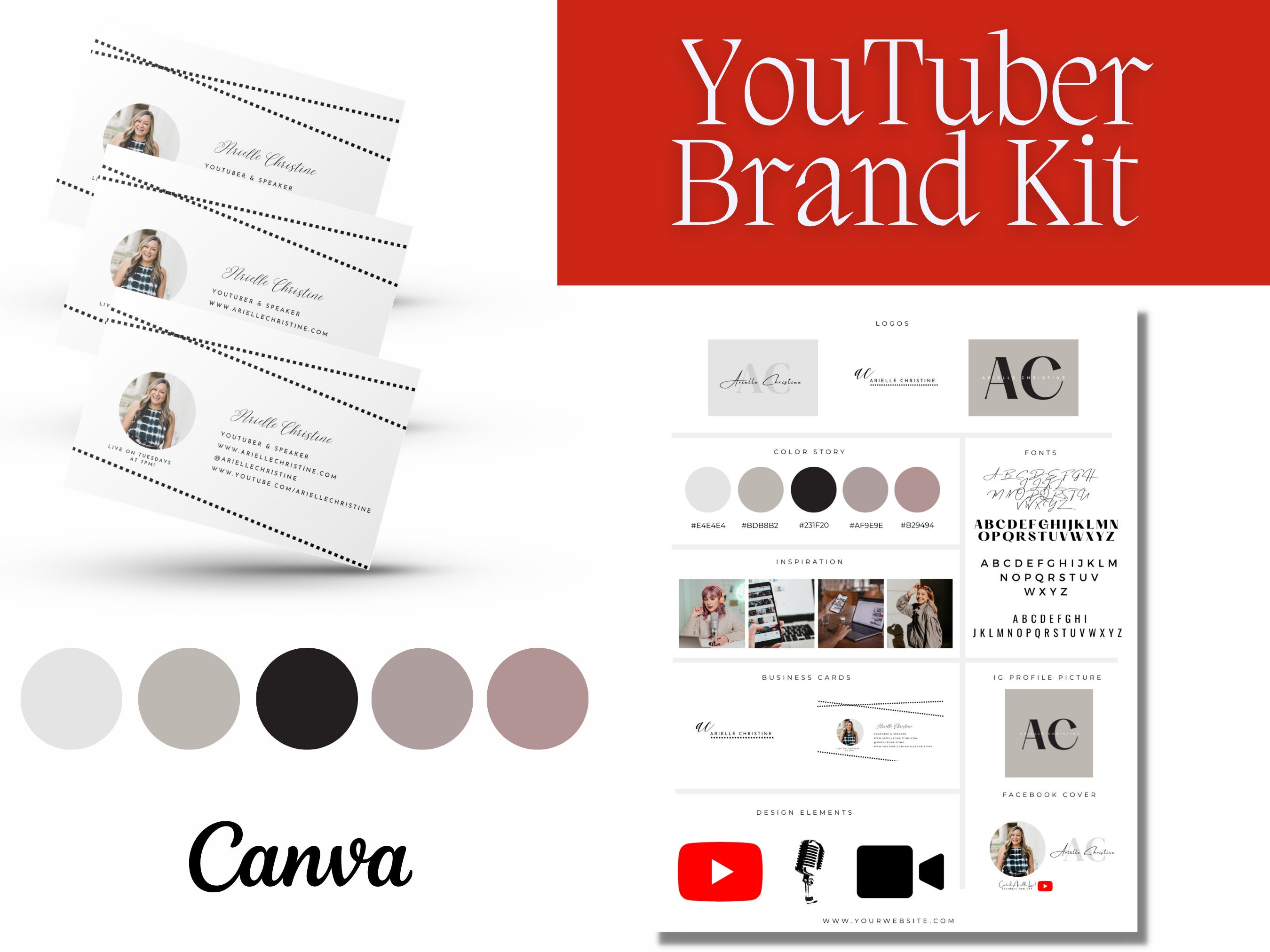 Youtuber Brand Kit Template | Canva Brand Kit Template | Social Media ...