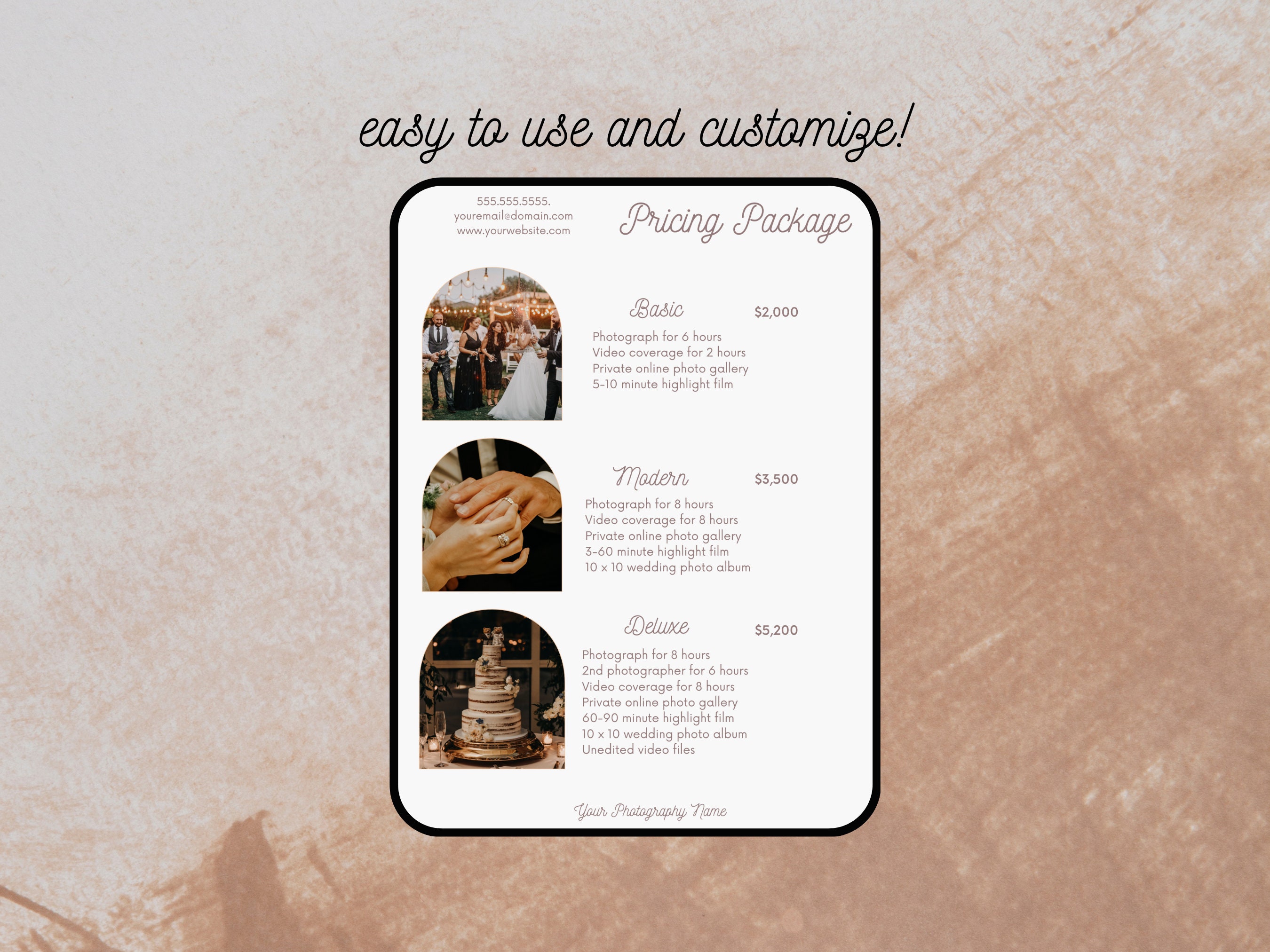 Wedding Photography Pricing List| Wedding Pricing Guide Sheet Template ...