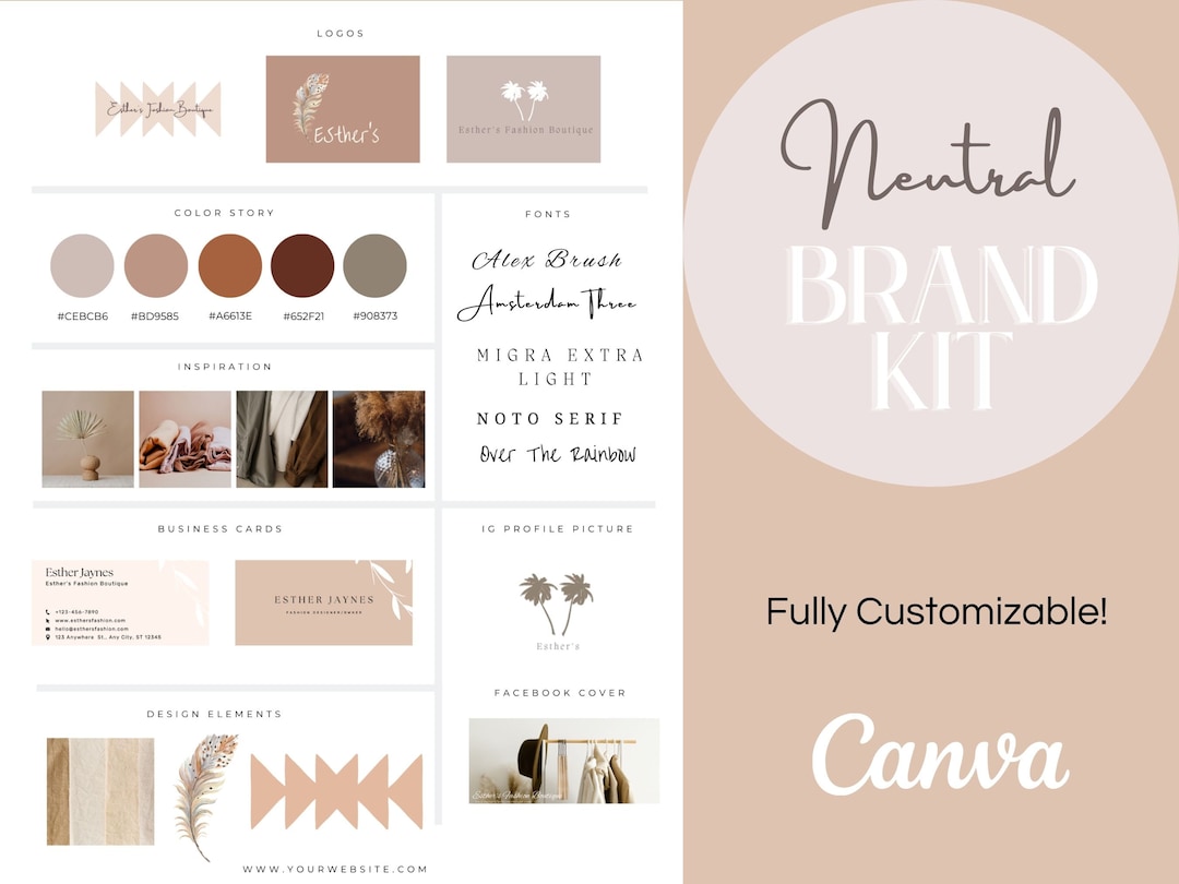 Neutral Brand Kit Template | Canva Brand Kit Template | Mini Brand ...