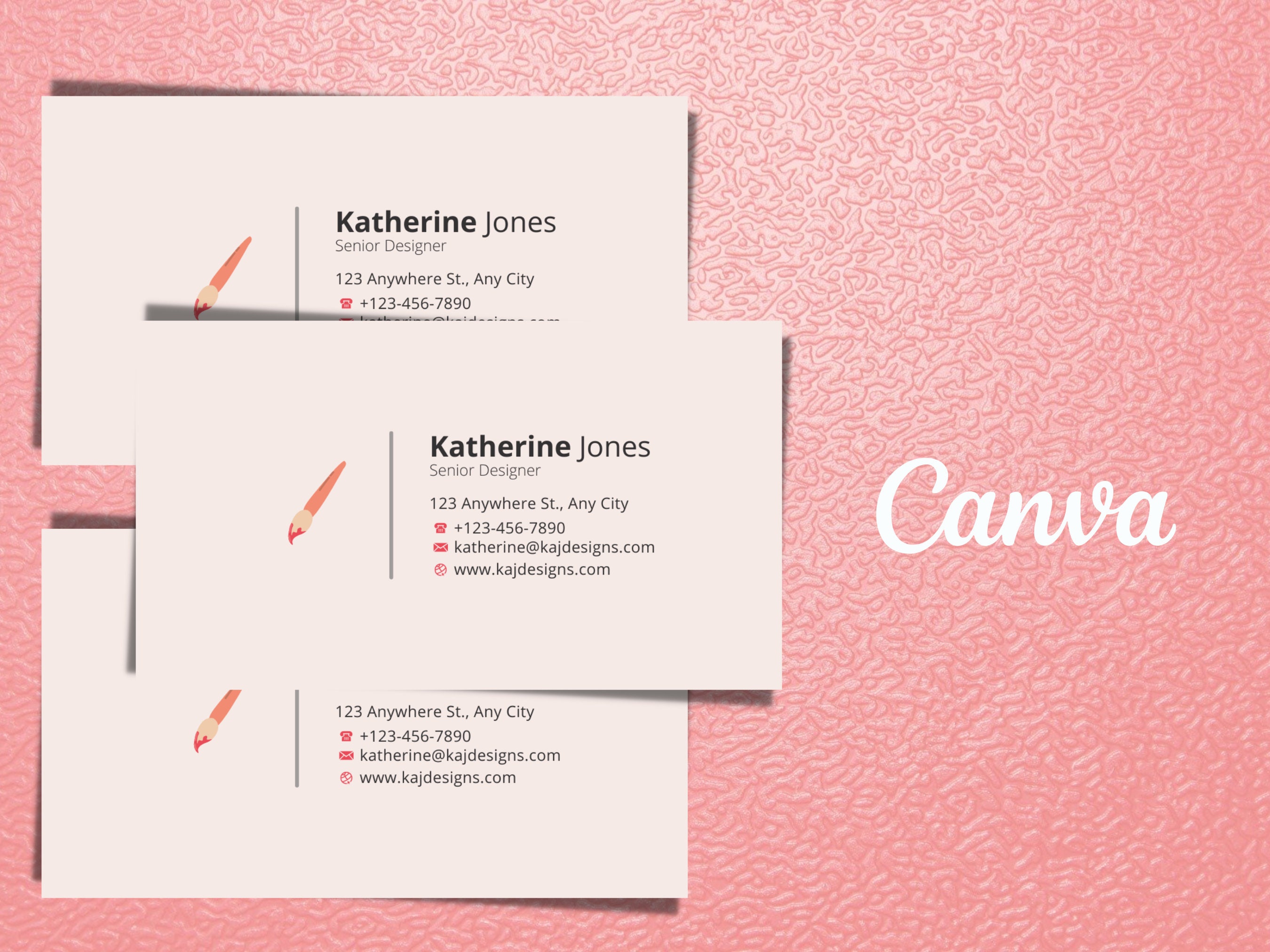 Printable Business Card Template, Pink Business Card Template, Instant ...