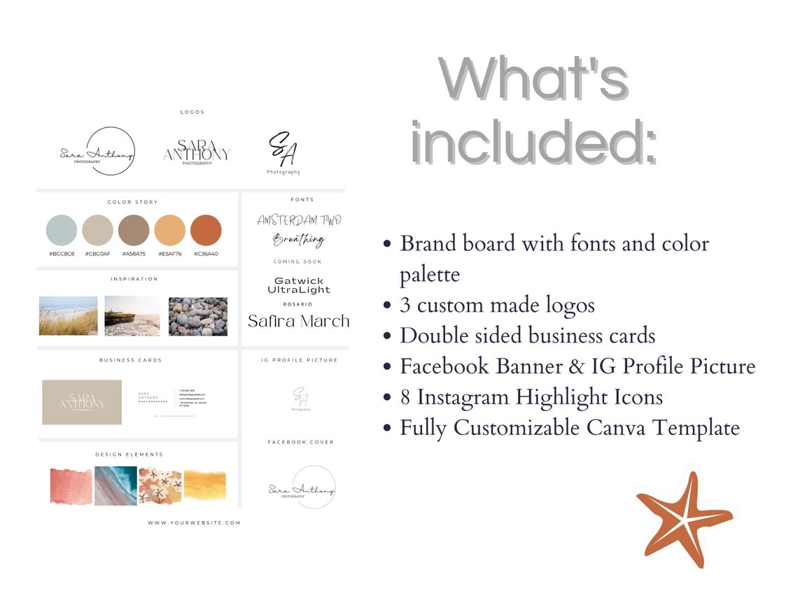 Coastal Brand Kit Template | Canva Brand Kit Template | Small Business ...