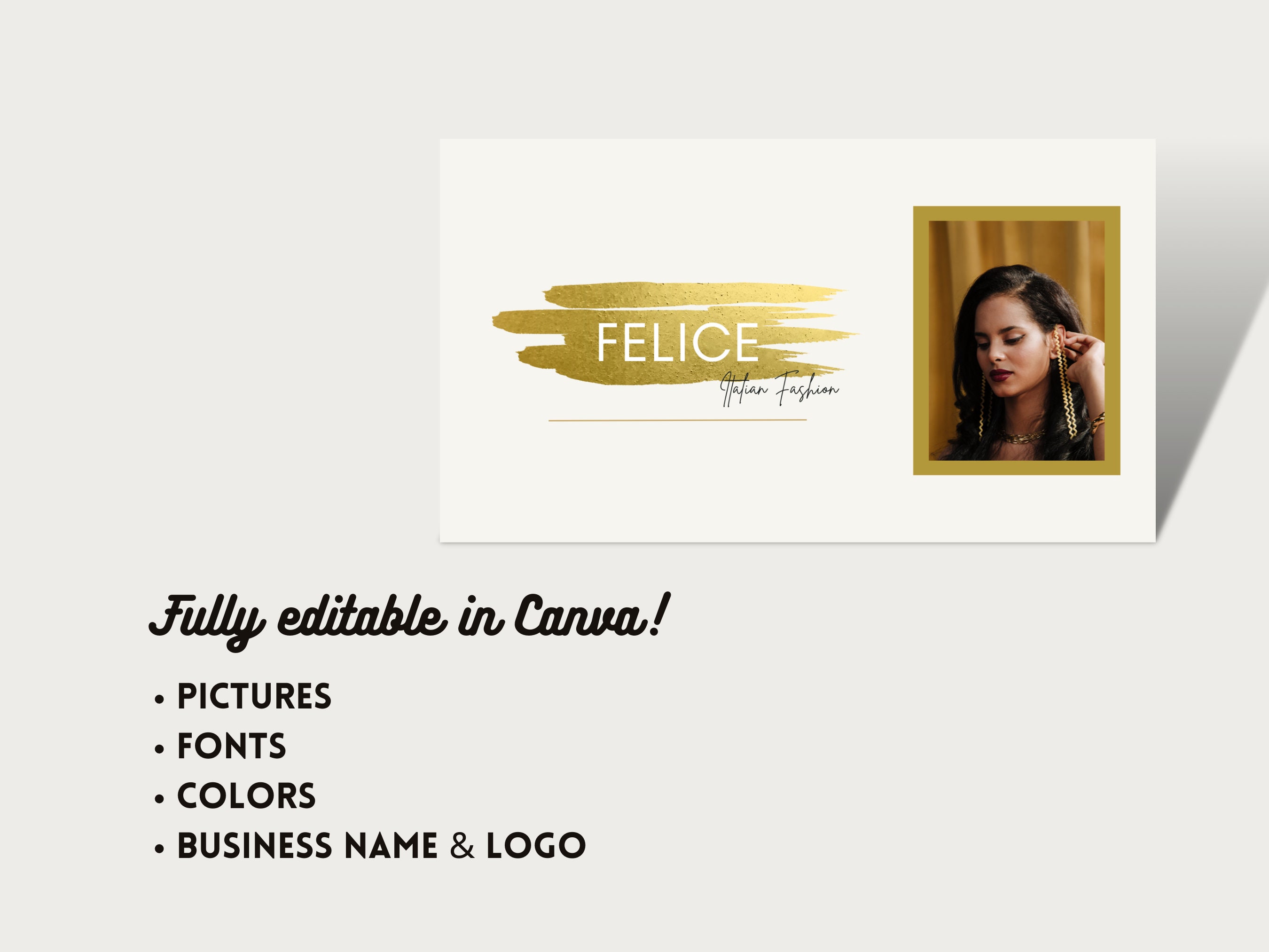 Printable Business Card Template, Gold Business Card Template, Instant ...