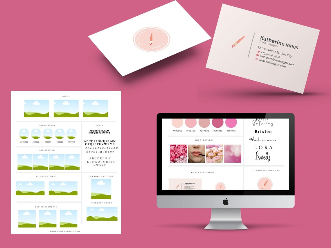 Pink Brand Kit Template | Canva Brand Kit Template | Mini Brand Board ...