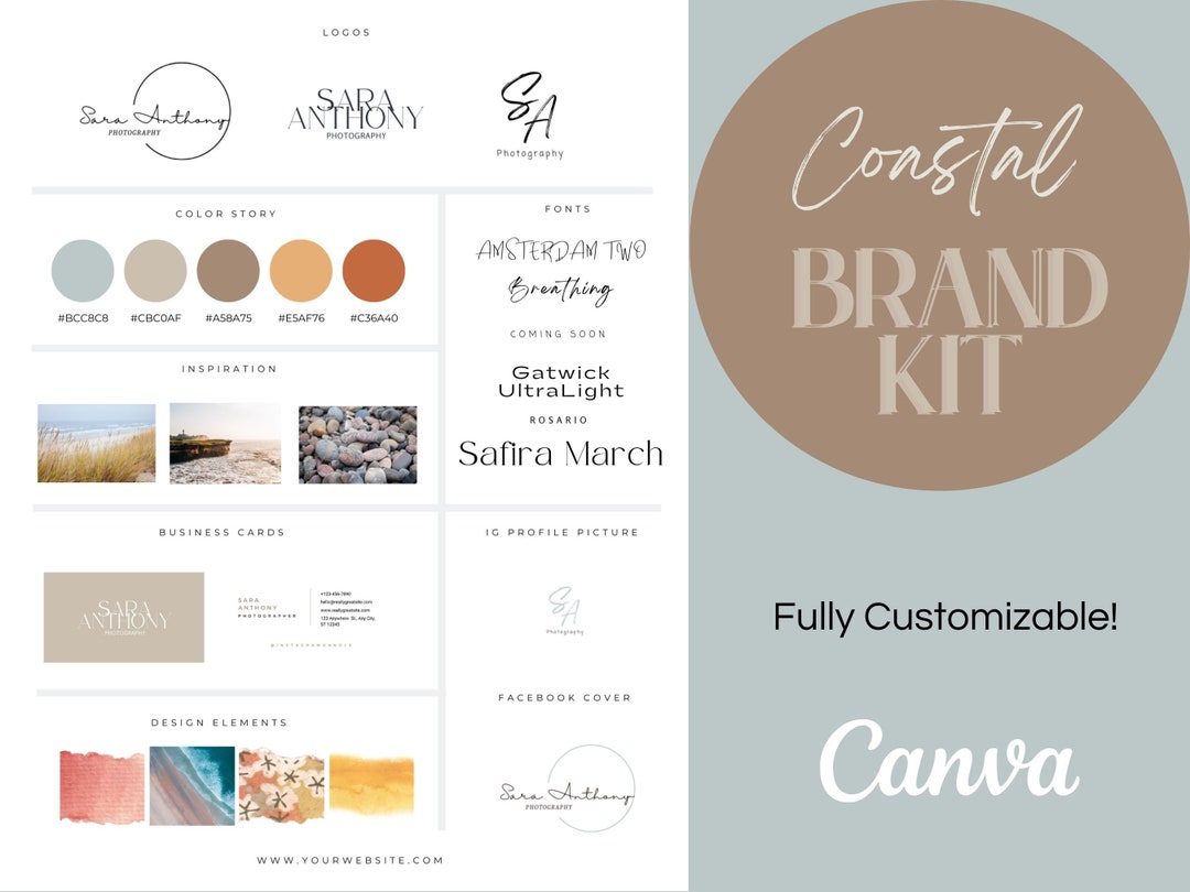 Coastal Brand Kit Template | Canva Brand Kit Template | Small Business ...