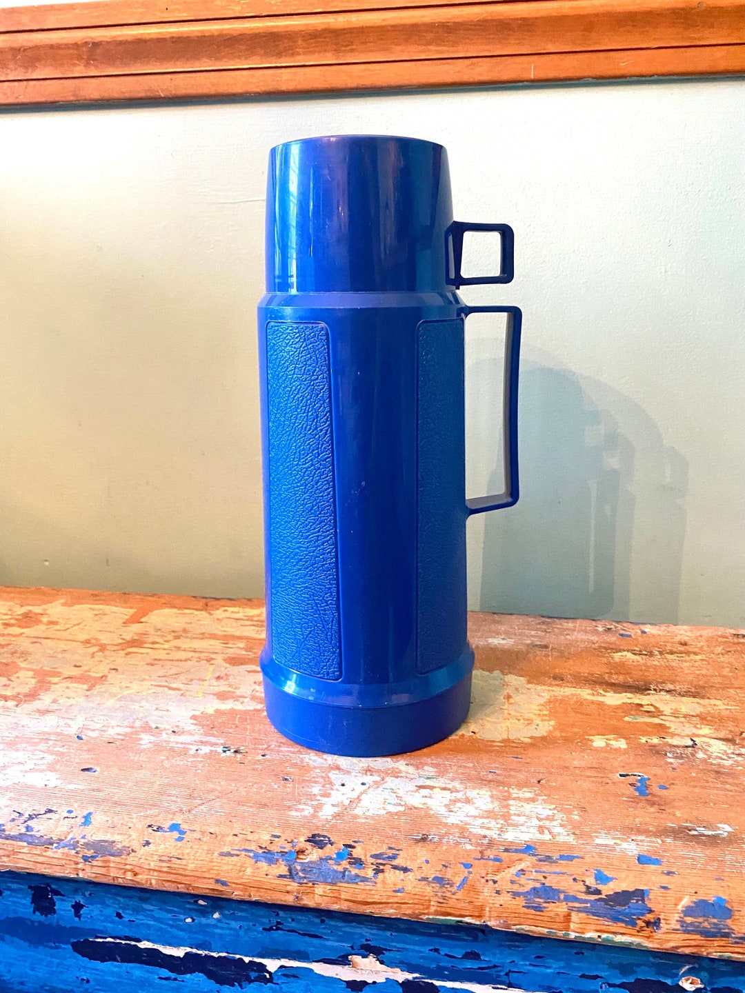 Vintage King Seeley Large Blue Thermos, Camping Hiking Quart Sized ...