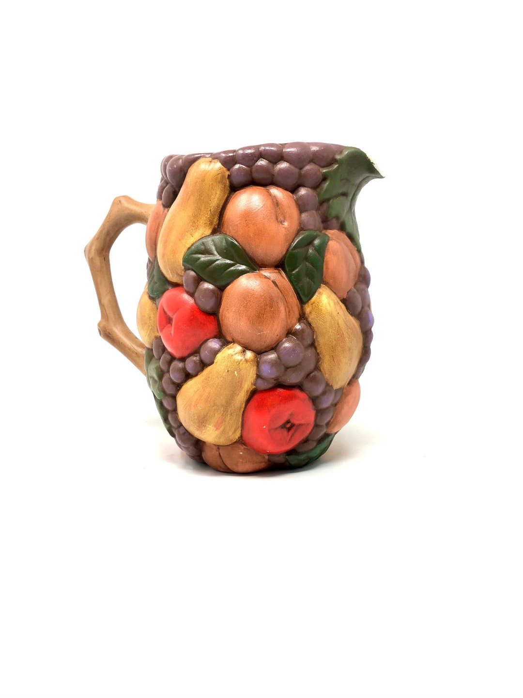 Handmade Ceramic Fruit Pitcher, Hand Painted Flower Vase, 3D Painted ...