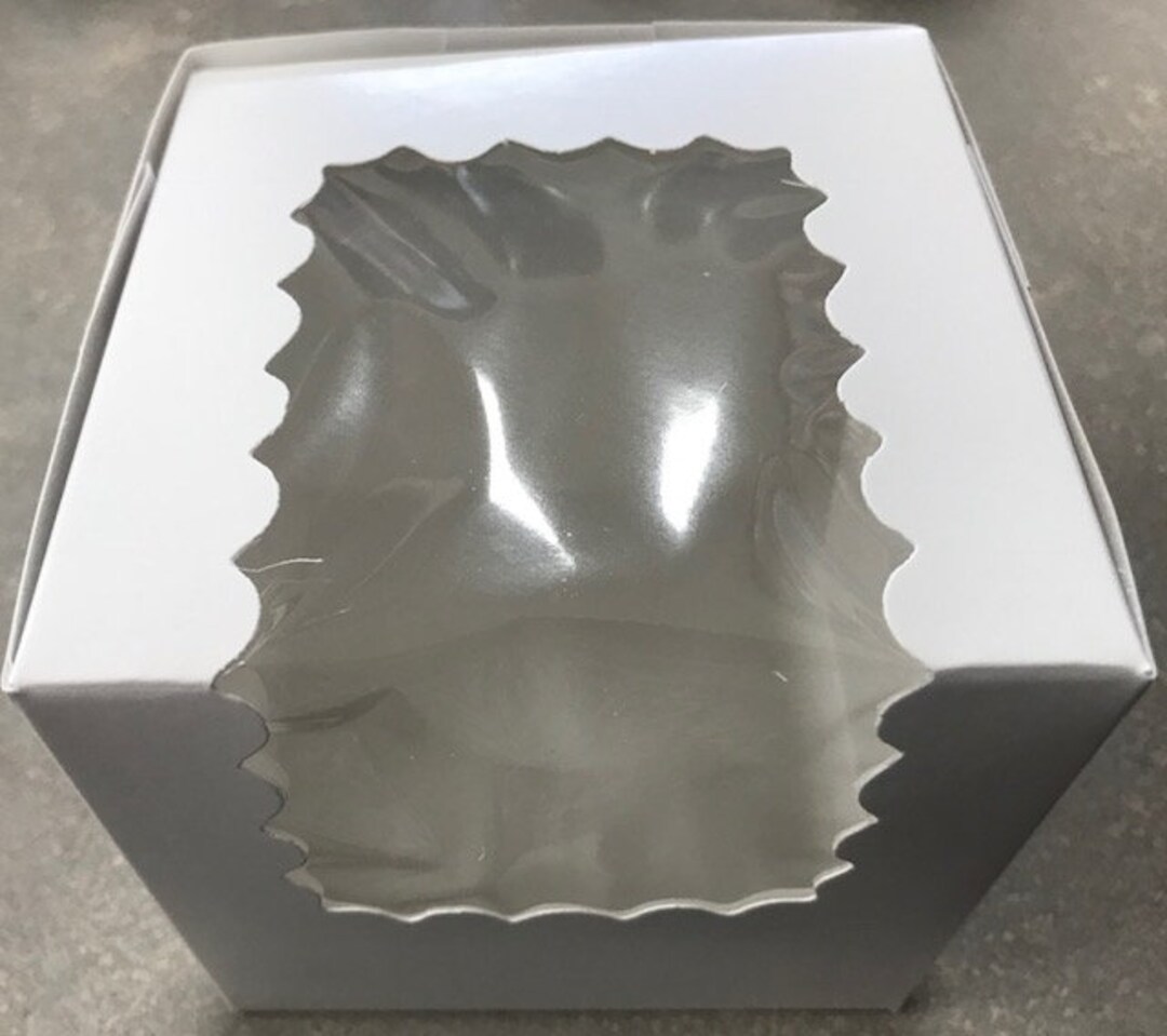 White Cupcake Window Box / 4 X 4 X 4/single Cupcake Box With - Etsy