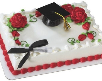 Black Graduation Cap Birthday Edible 2D Fondant Birthday Cake/cupcake ...