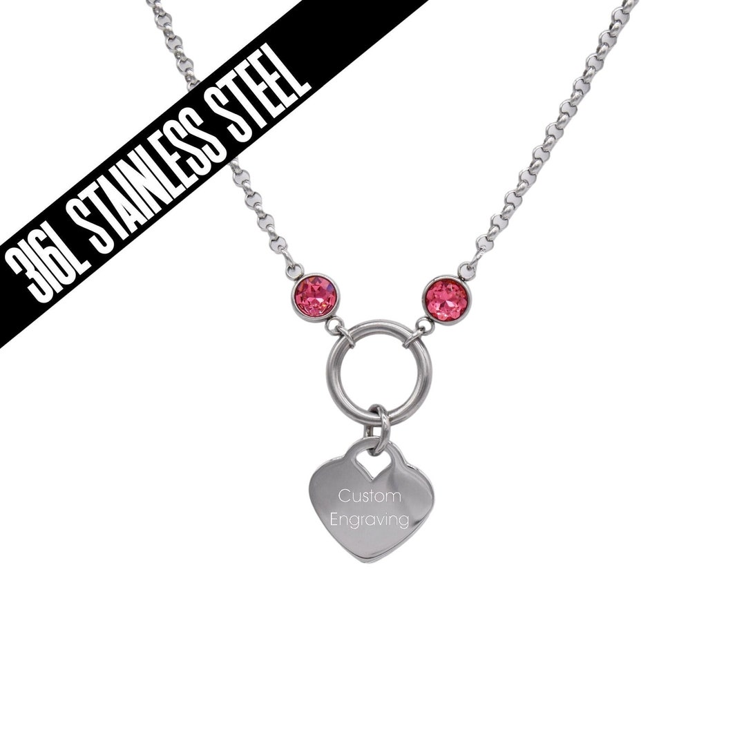 24/7 Wear Secret Locking Heart Tag 316L Surgical Stainless Steel BDSM ...