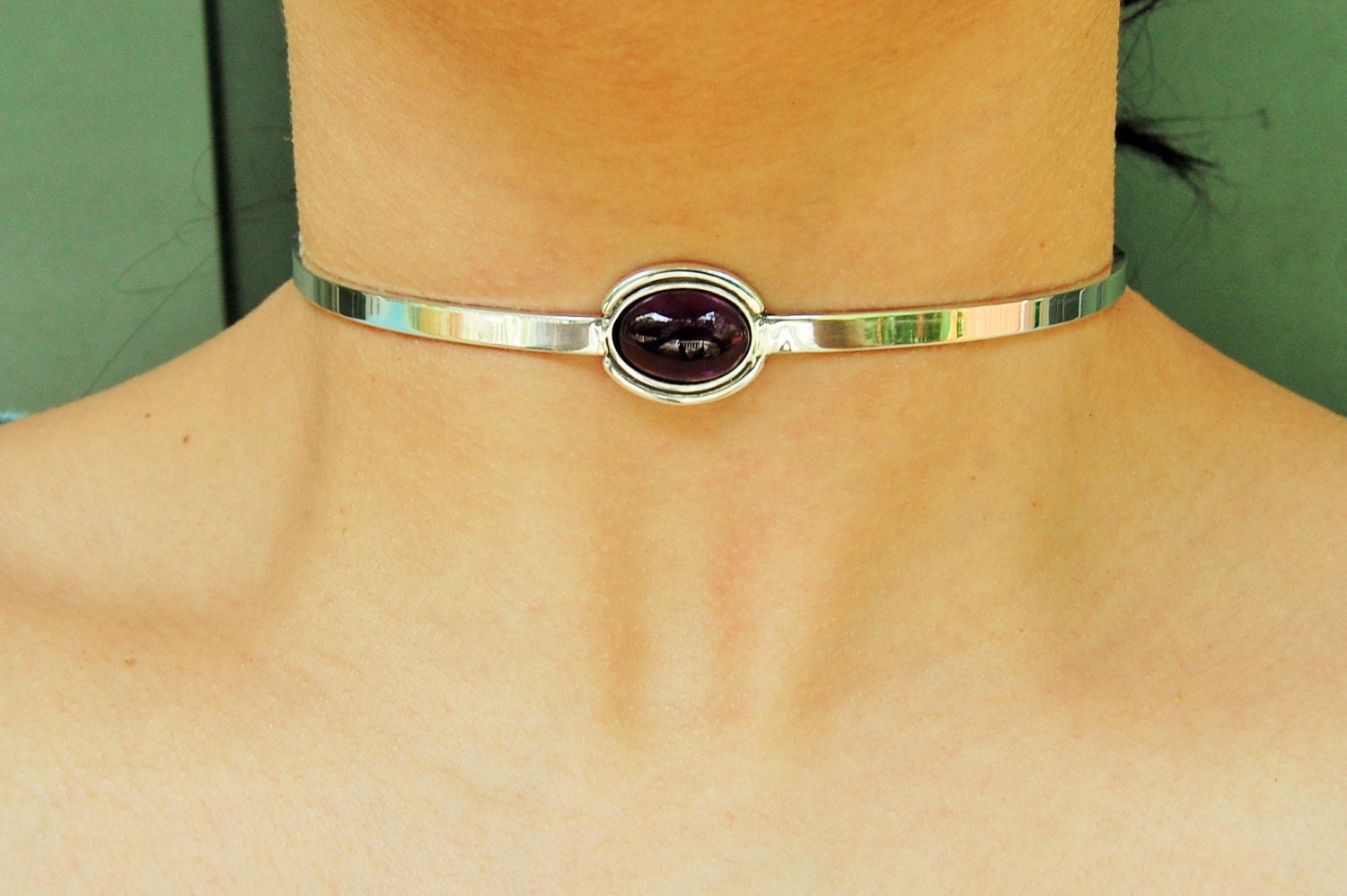 Solid 925 Sterling Silver With Genuine Amethyst Discreet Neck - Etsy