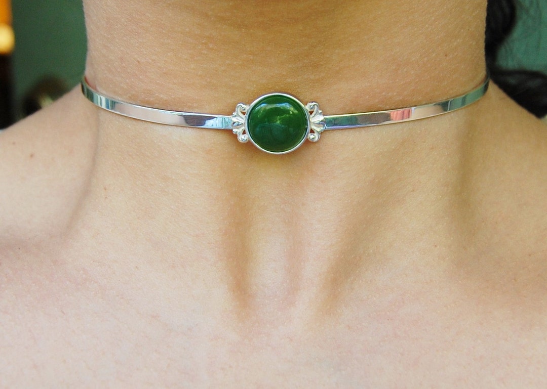 Discreet Solid 925 Sterling Silver Neck Cuff With a Genuine High Grade ...