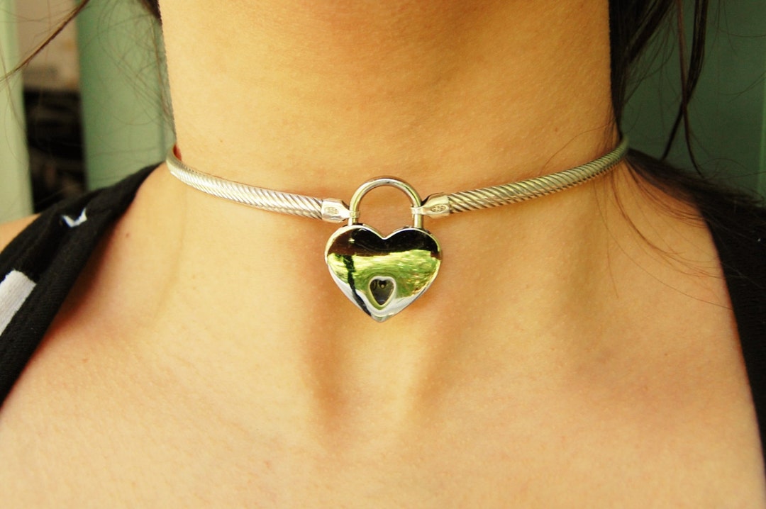 Solid 925 Sterling Silver Neck Cuff Neckwire Locking BDSM Slave Bondage ...