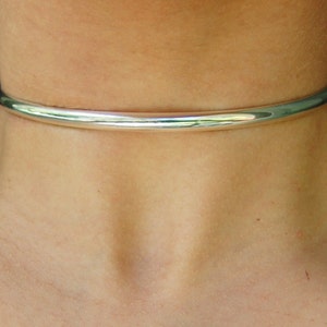 Solid 925 Sterling Silver Neck Cuff Neckwire 4ga Half Round Locking ...