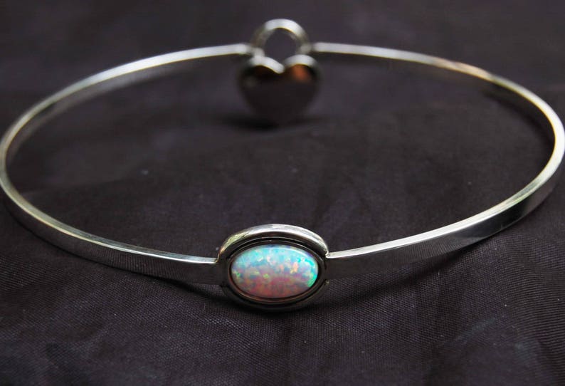 Solid 925 Sterling Silver LC Fire Opal Discreet Neck Cuff - Etsy