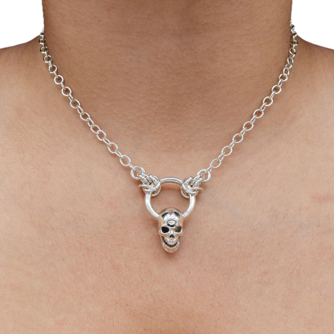 24/7 Wear Secret Locking Chainmaille Skull O Ring Submissive BDSM Day ...