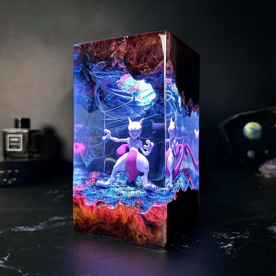 Mewtwo Resin Lamp Gifts, P.okemon Decor, Custom Night Light, Christmast ...