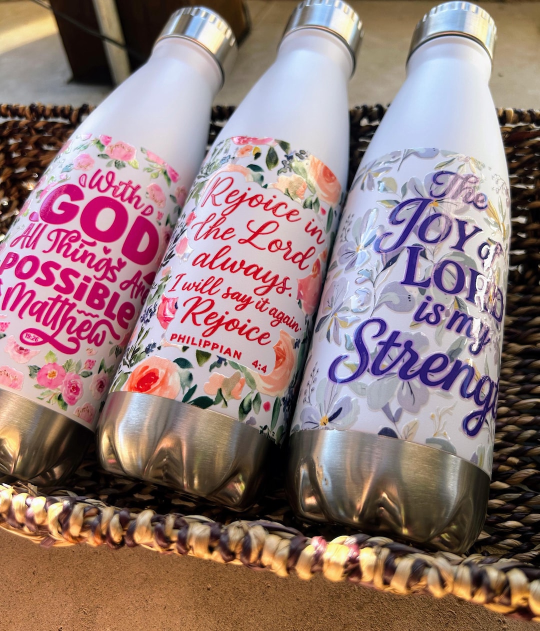 Faith Inspired Water Bottle | Bible Verse Stainless Steel Bottle ...