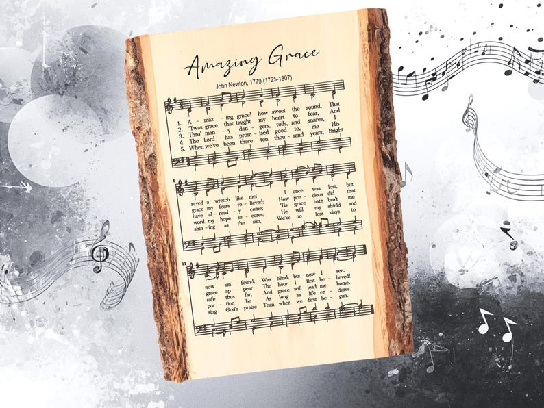 Personalized Amazing Grace Hymn Plaque | Engraved Basswood Music Sheet ...