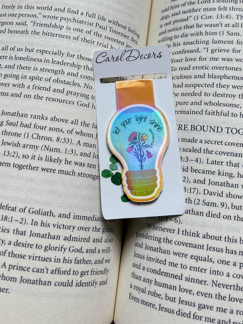 Let Your Light Shine Bookmark, Bible Verse Magnetic Bookmark, Bible ...