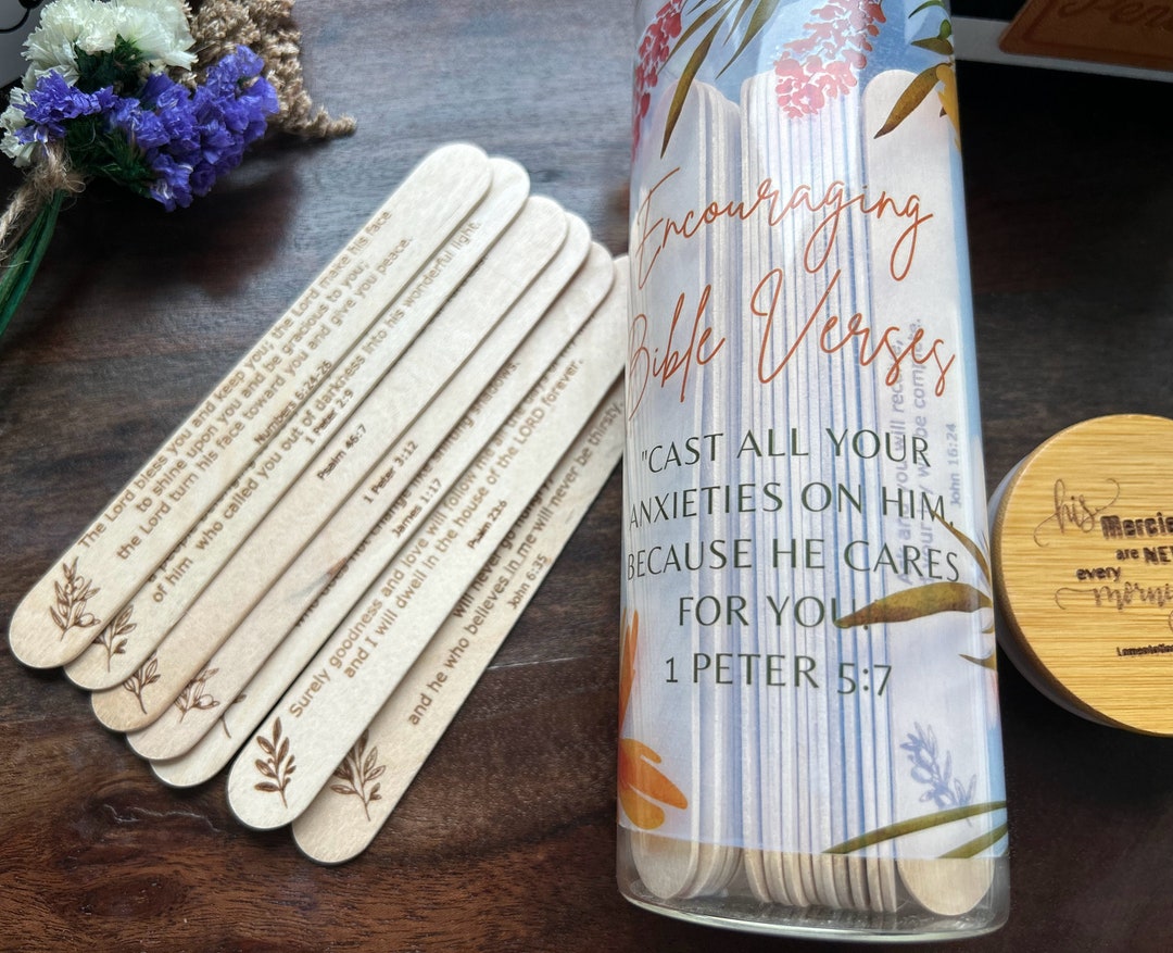 Bible Verses Glass Jar/80 Engraved Bible Verse Sticks on Glass Jar ...