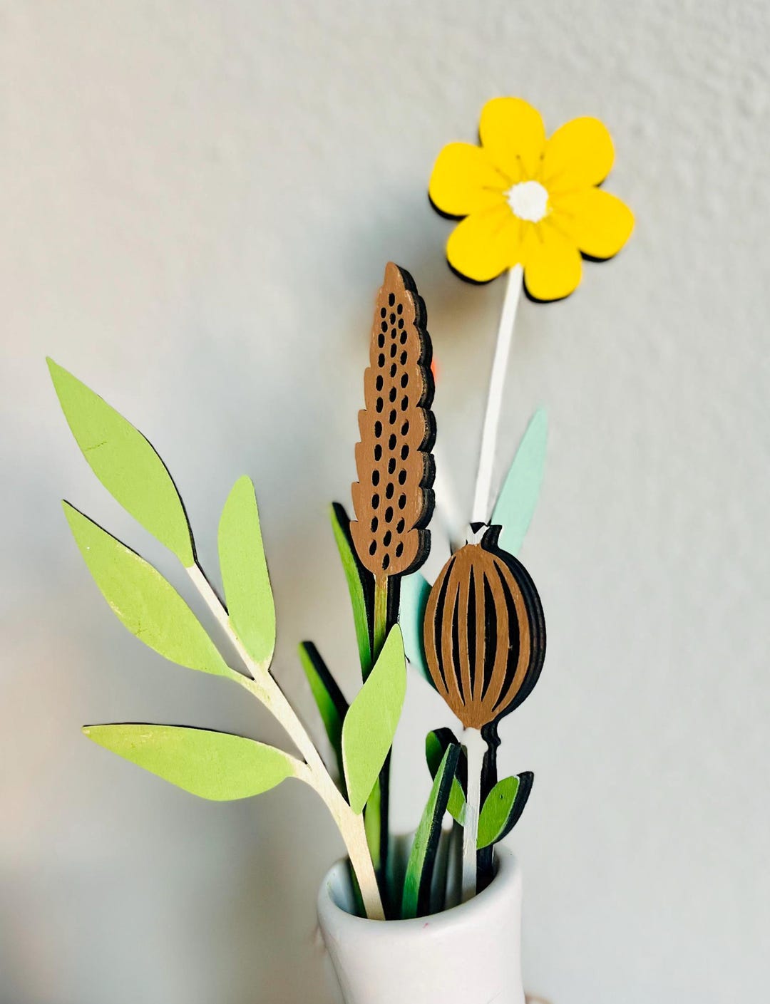 Wooden Stem Flowers Mother's Day Gift/beautiful, Durable & Hand-painted ...