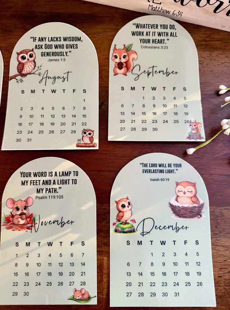 2026 Scripture Verse Calendar/desktop Scripture Calendar/woodland ...