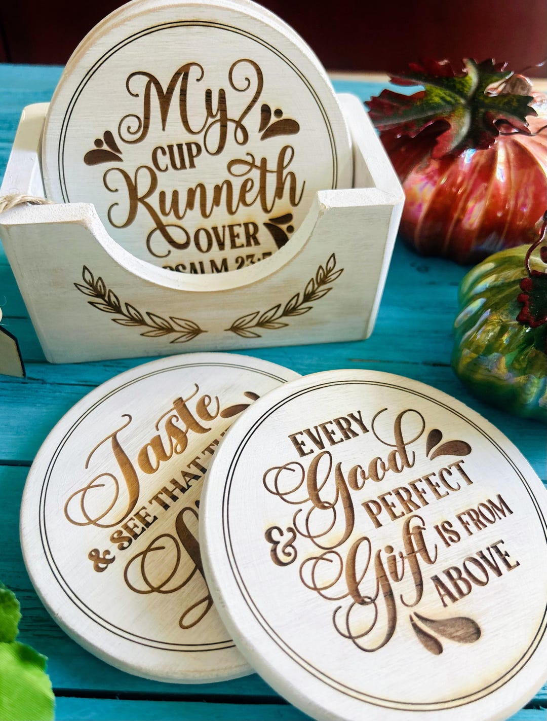 Wood Bible Verse Coasters - Set of 5/bible Verse Coasters/engraved ...