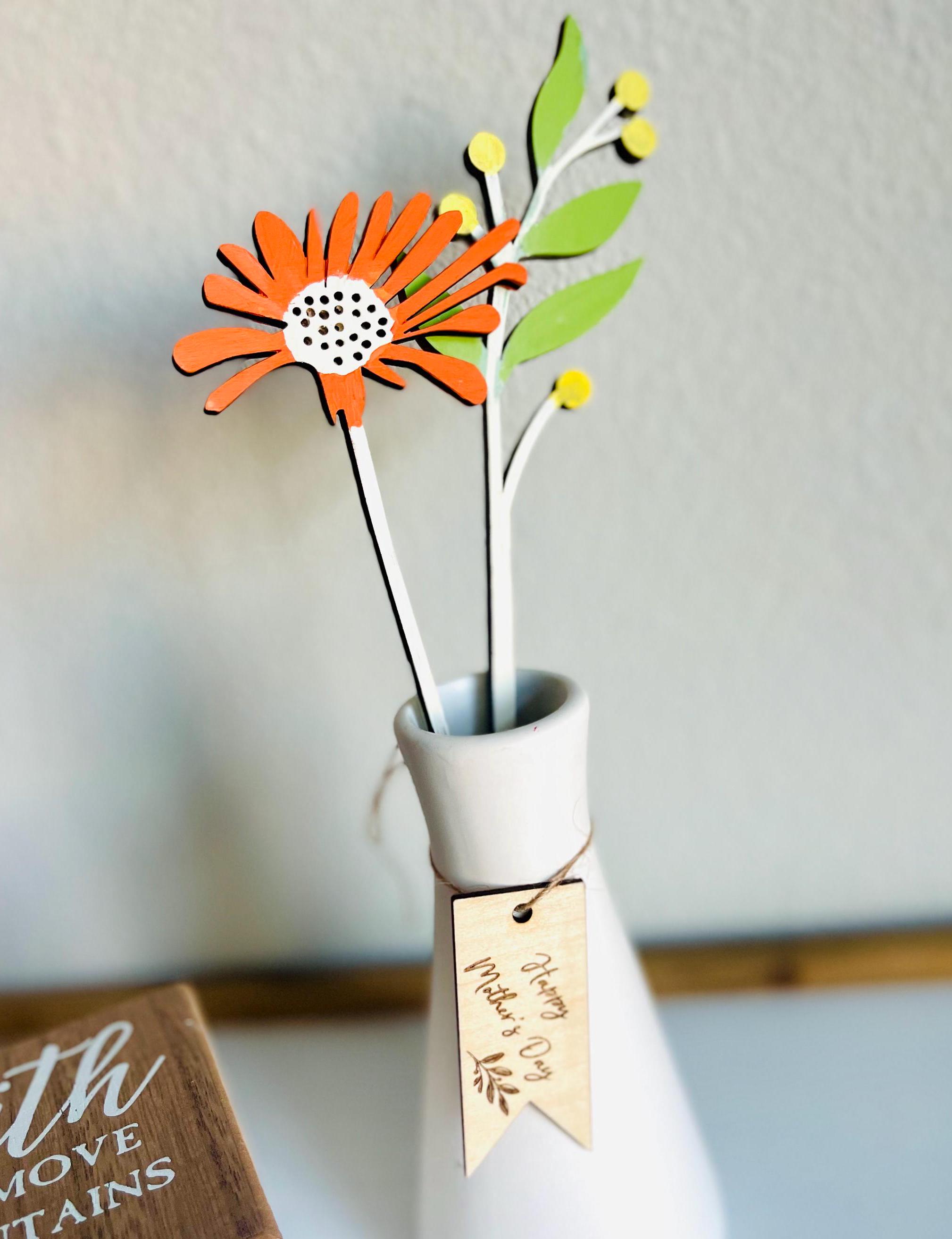 Wooden Stem Flowers Mother's Day Gift/beautiful, Durable & Hand-painted ...