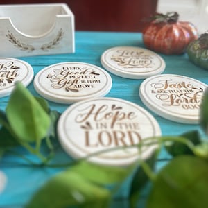 Wood Bible Verse Coasters - Set of 5/bible Verse Coasters/engraved ...