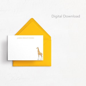 EDITABLE, Giraffe Note Card, Thank You Note, Digital Download ...