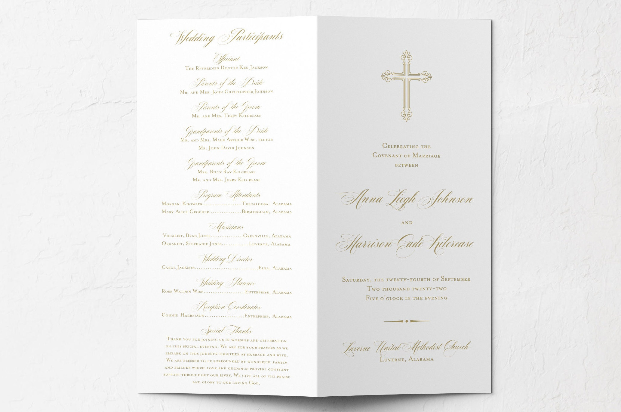 Editable Classic Wedding Program Template, Folded 4.25x11, Instant ...