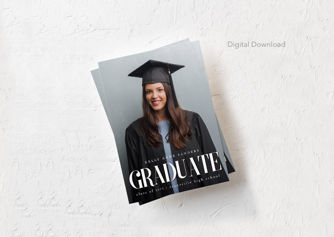 Graduation Announcement, Digital Download, Printable, Photo, 5x7, High ...