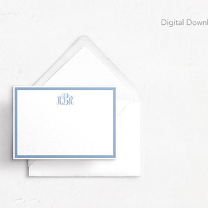 EDITABLE, Bold Border Monogram Notecard, Digital Download, Printable ...