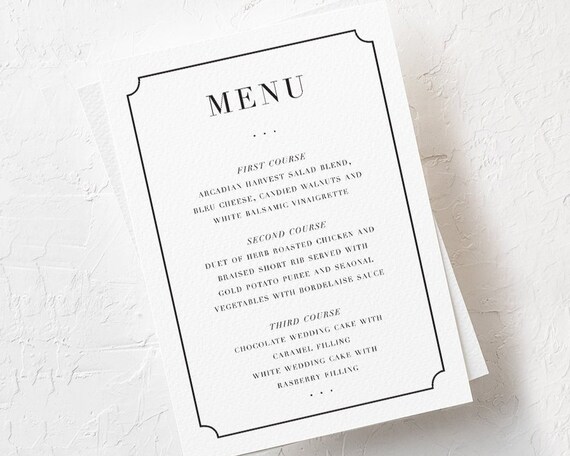 Simple Black And White Menu Card Template Editable PDF –, 50% OFF