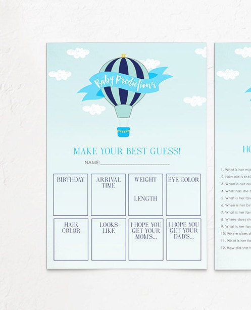 Hot Air Balloon Baby Shower Game Bundle, Digital Download, Set of 4 ...