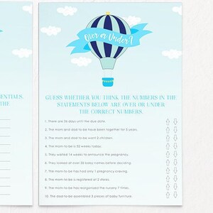 Hot Air Balloon Baby Shower Game Bundle, Digital Download, Set of 4 ...