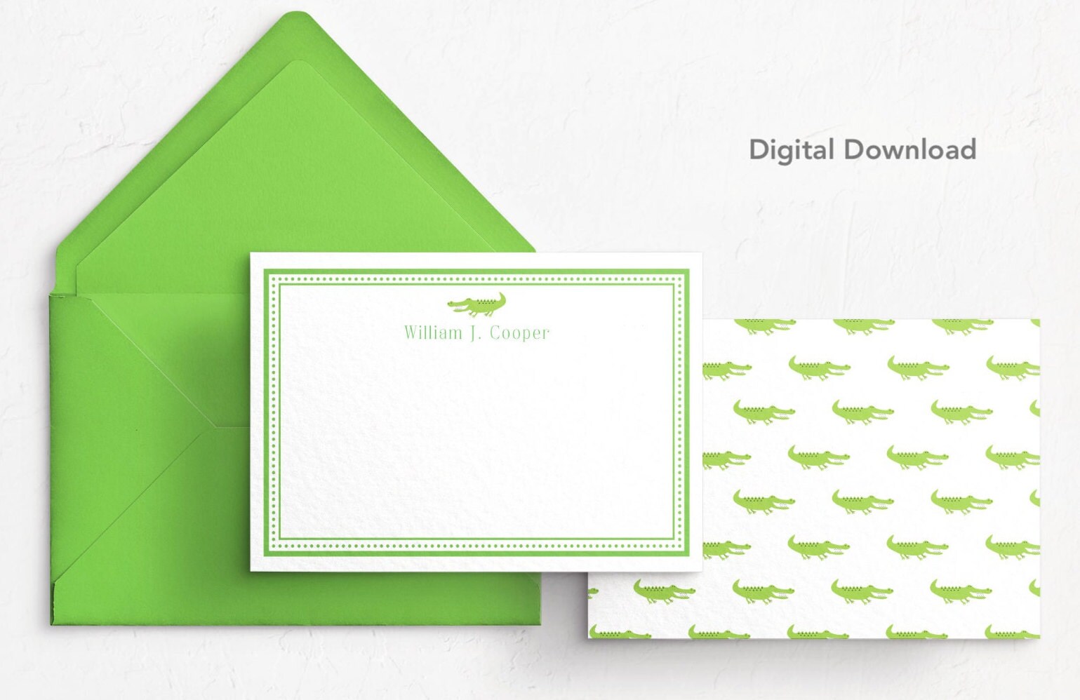 EDITABLE Alligator Note Card, Digital Download, Printable, Personalized ...