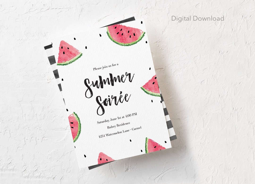 Editable Summer Party Invitation, Summer Soiree, Digital Download ...