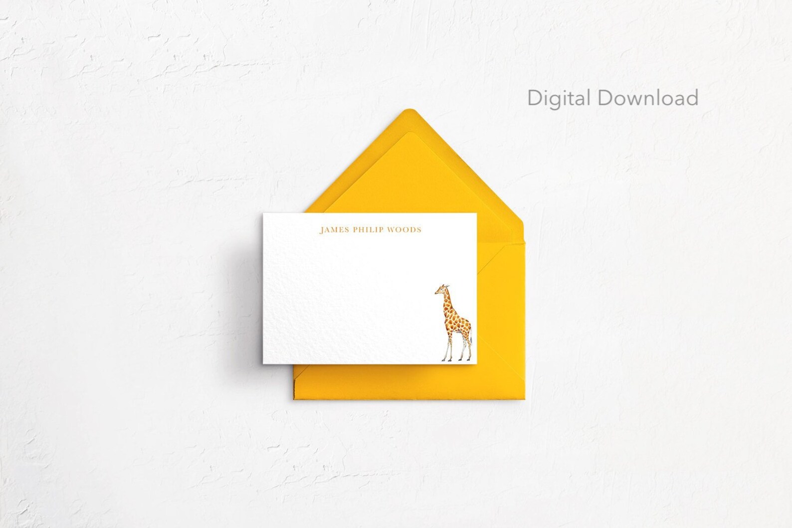 EDITABLE, Giraffe Note Card, Thank You Note, Digital Download ...