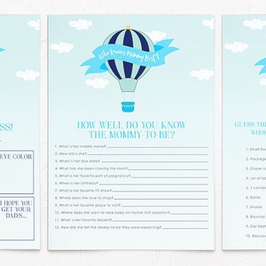 Hot Air Balloon Baby Shower Game Bundle, Digital Download, Set of 4 ...