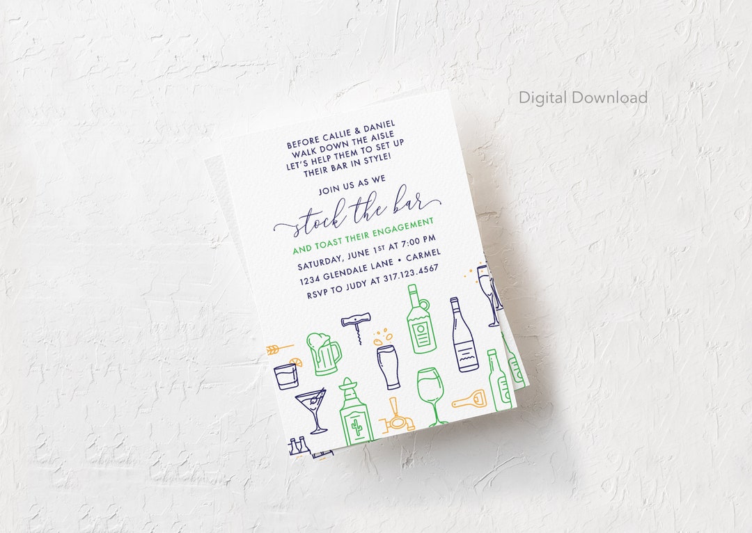 Editable Stock the Bar Party Invitation Template, Digital Download ...
