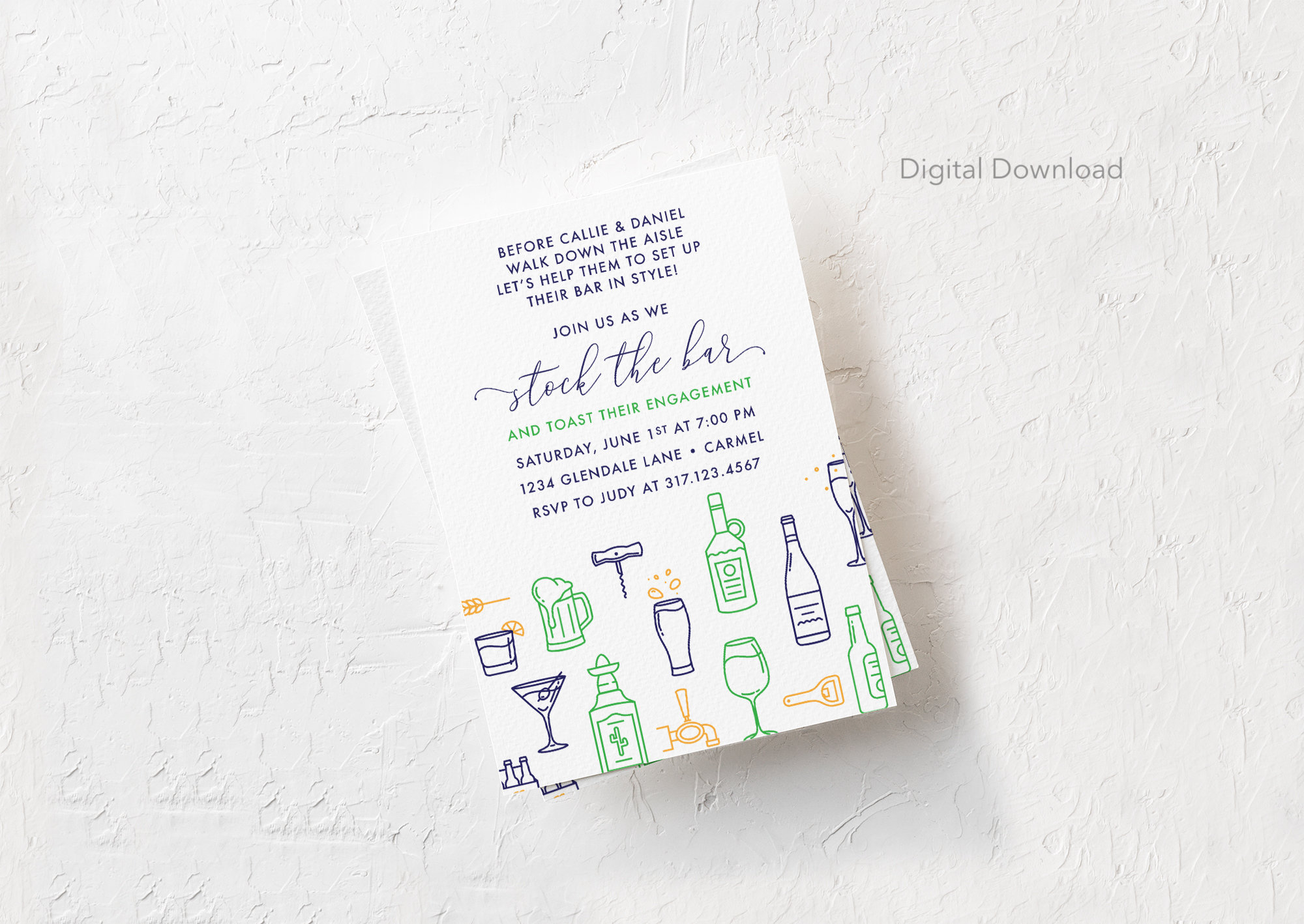 Editable Stock the Bar Party Invitation Template, Digital Download ...