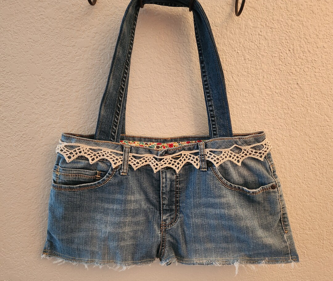 Upcycled Jeans Purse With Sections, a Pocket Inside, and Magnetic ...