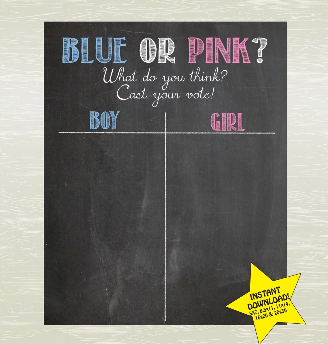 INSTANT DOWNLOAD- Chalkboard Style Gender Reveal Poster; Cast Your Vote ...