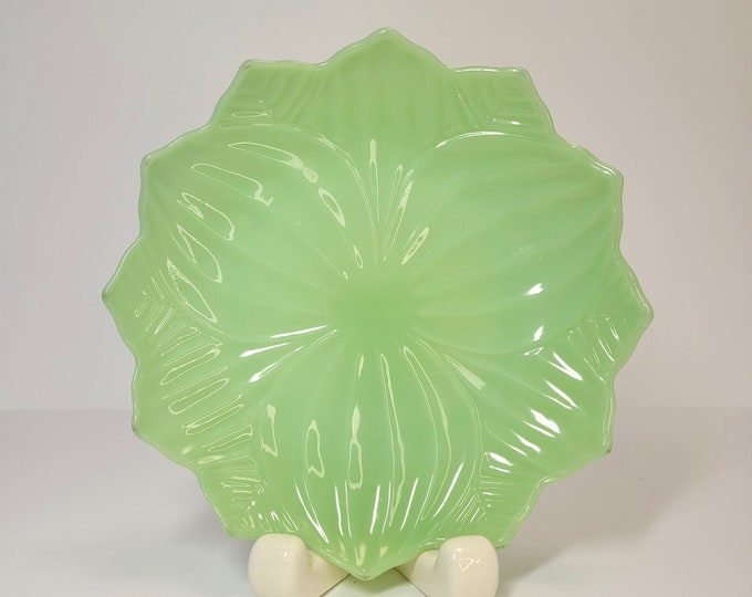 Vintage 1950's, Jadeite Plate, Green Glass, Jadite Underplate, Leaf and ...