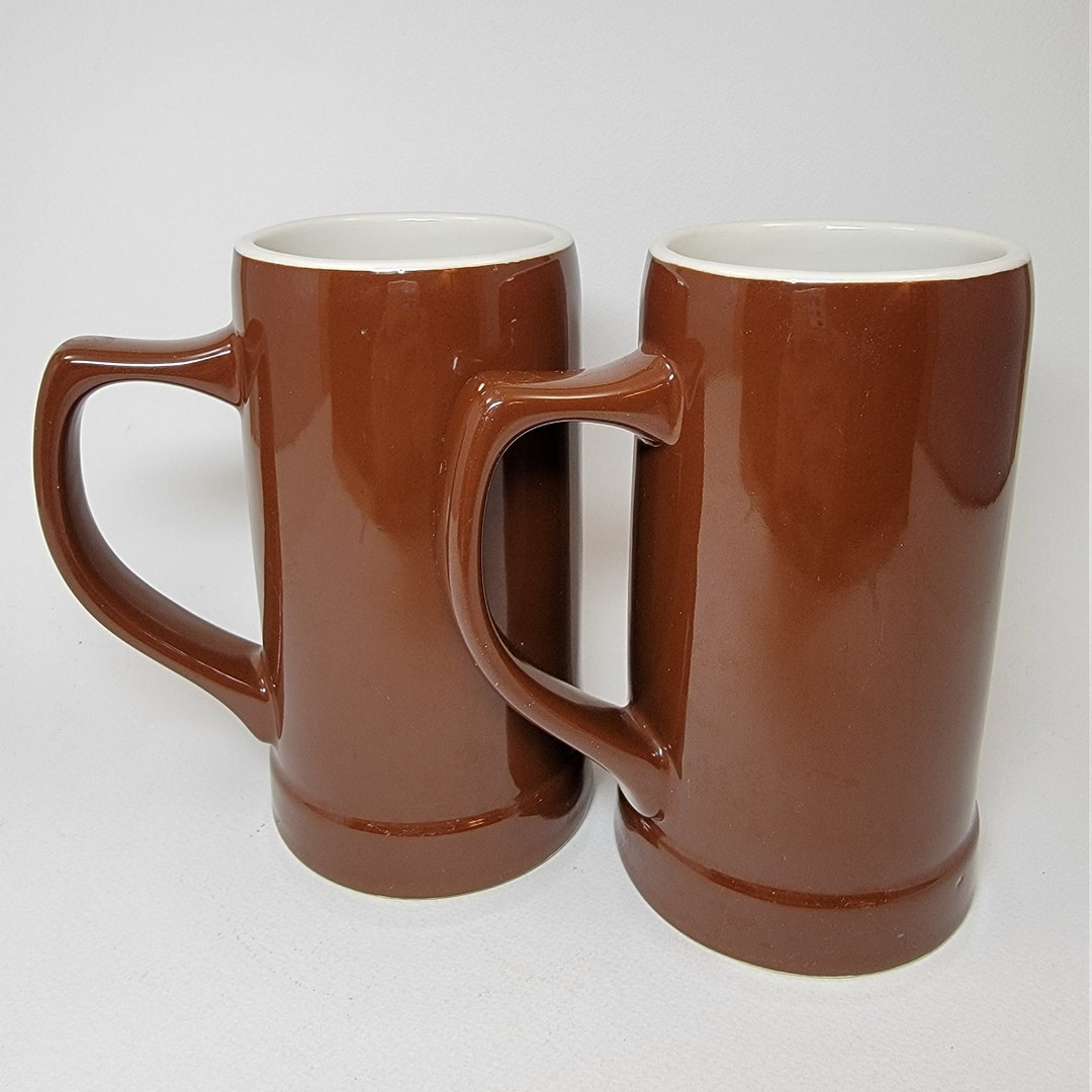 Hall 592 Beer Mug/stein/tankard, Set of 2, Chocolate Brown Stoneware ...